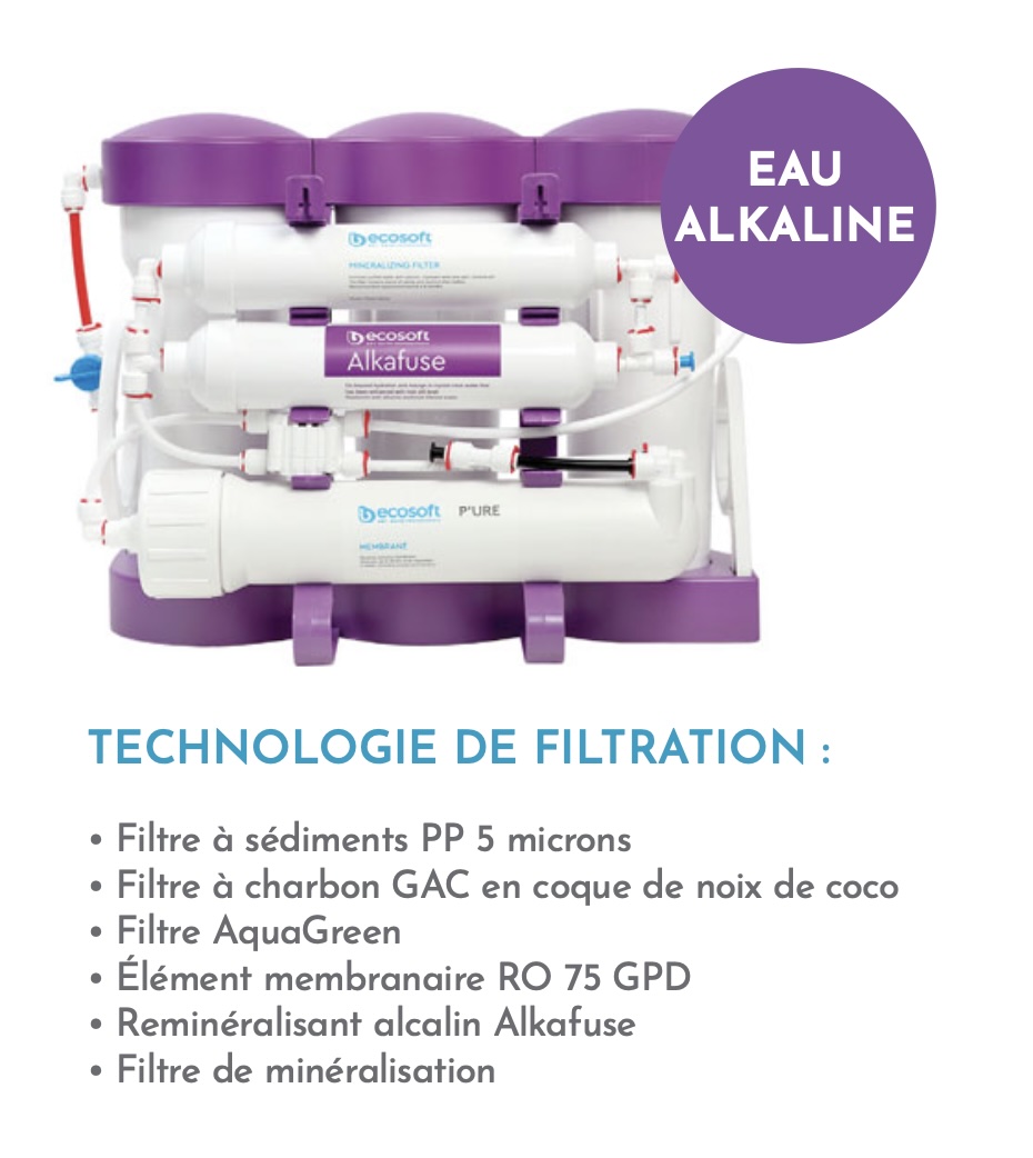 Osmoseur ECOSOFT avec AlkaFuse – 6 étapes – Eau Alcaline & Minéralisée